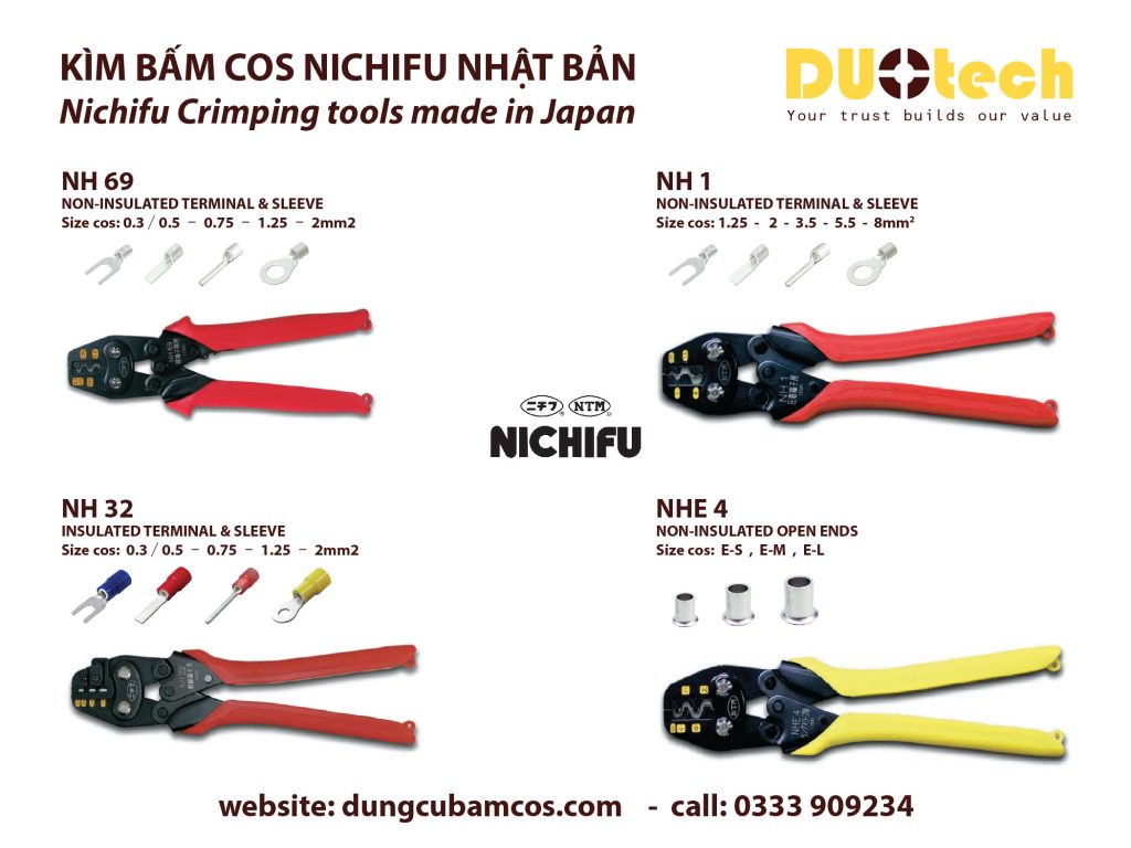 Kìm bấm cos Nichifu Nhật Bản bằng tay NH69 NH1 NH32 NH38