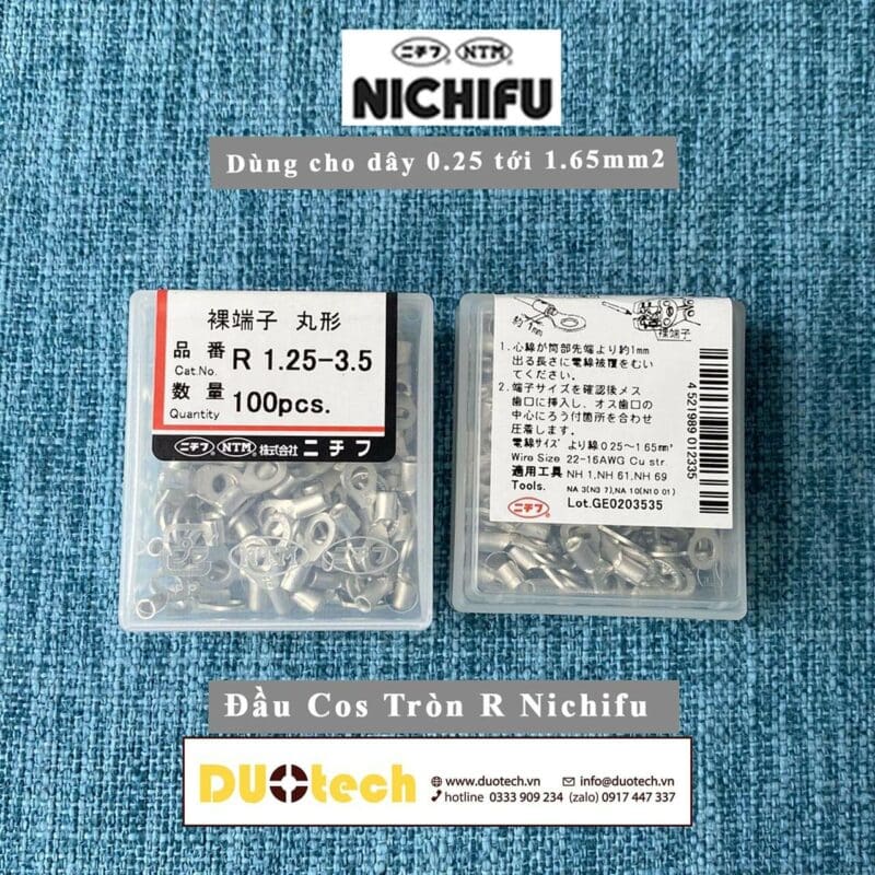 Đầu cos tròn catalogue thông số bảng giá mua cosse R1.25 Nichifu