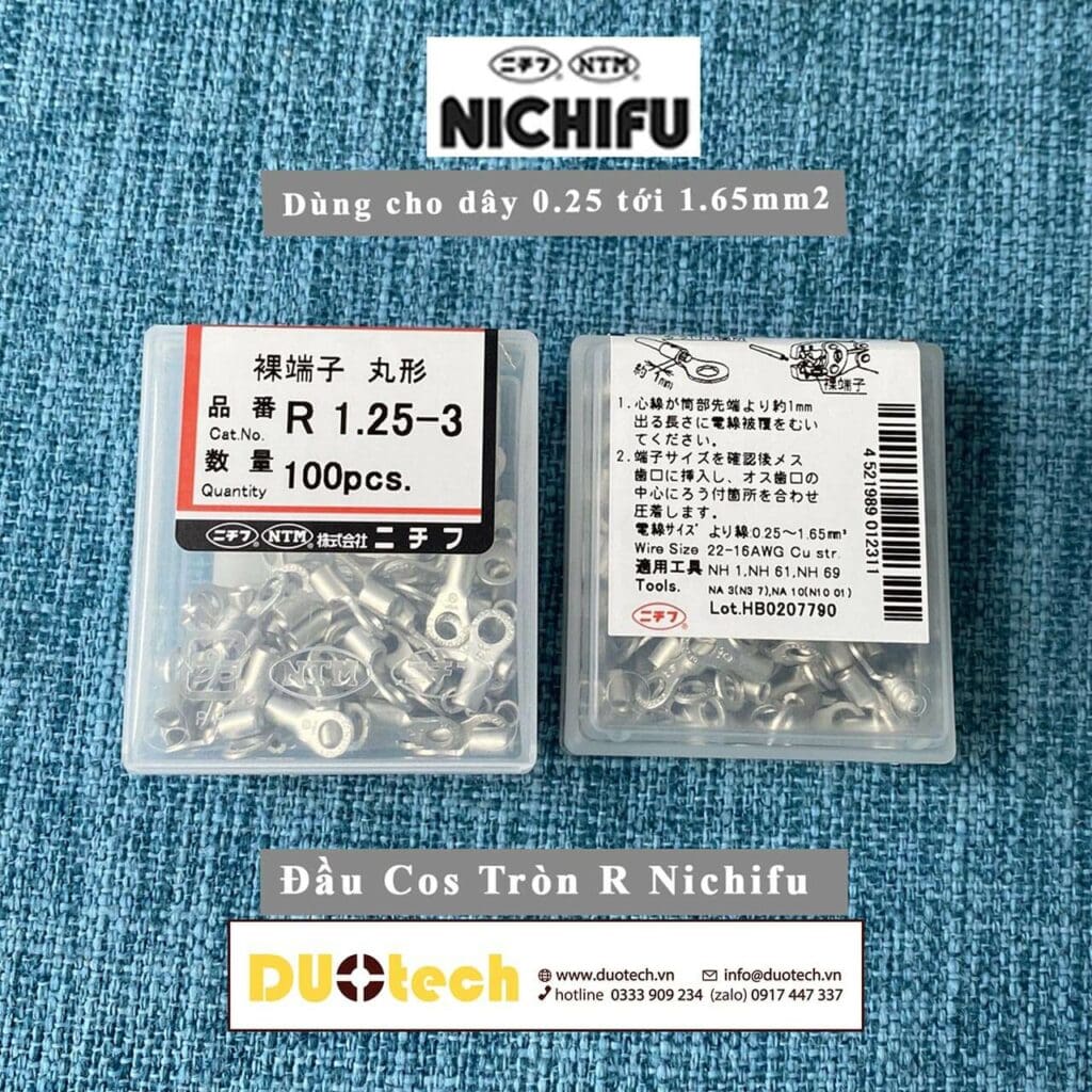 Đầu cos tròn catalogue thông số bảng giá mua cosse R1.25 Nichifu