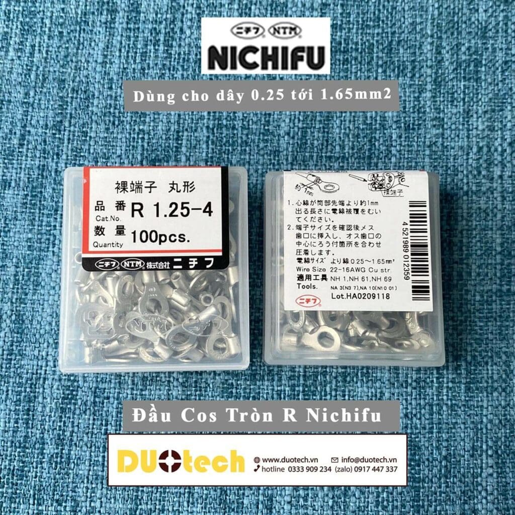 Đầu cos tròn catalogue thông số bảng giá mua cosse R1.25 Nichifu