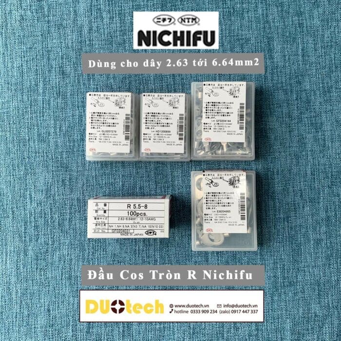 Đầu cốt tròn cosse cos Nichifu R5.5 nối dây điện khuyên vòng tròn