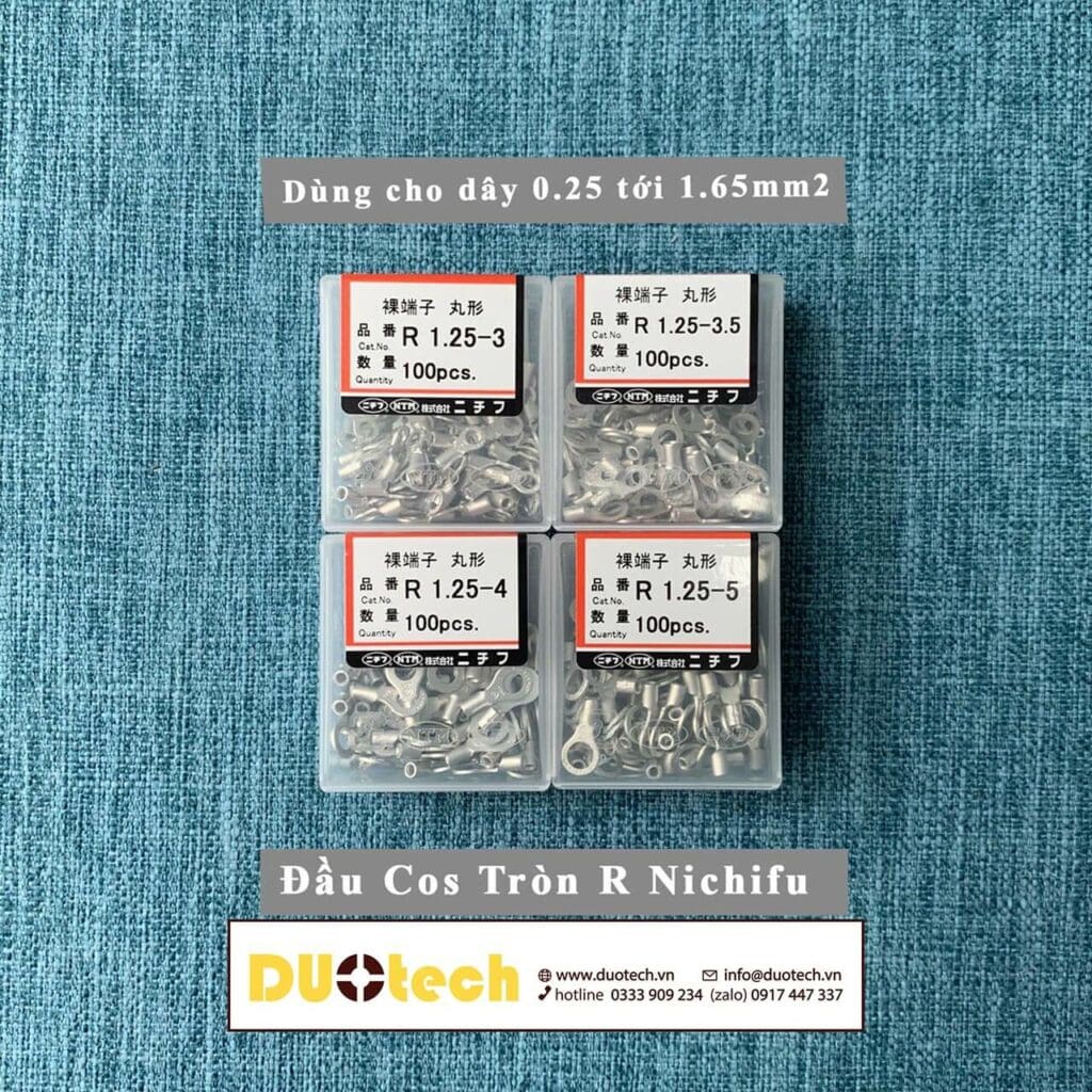 Đầu cos tròn catalogue thông số bảng giá mua cosse R1.25 Nichifu