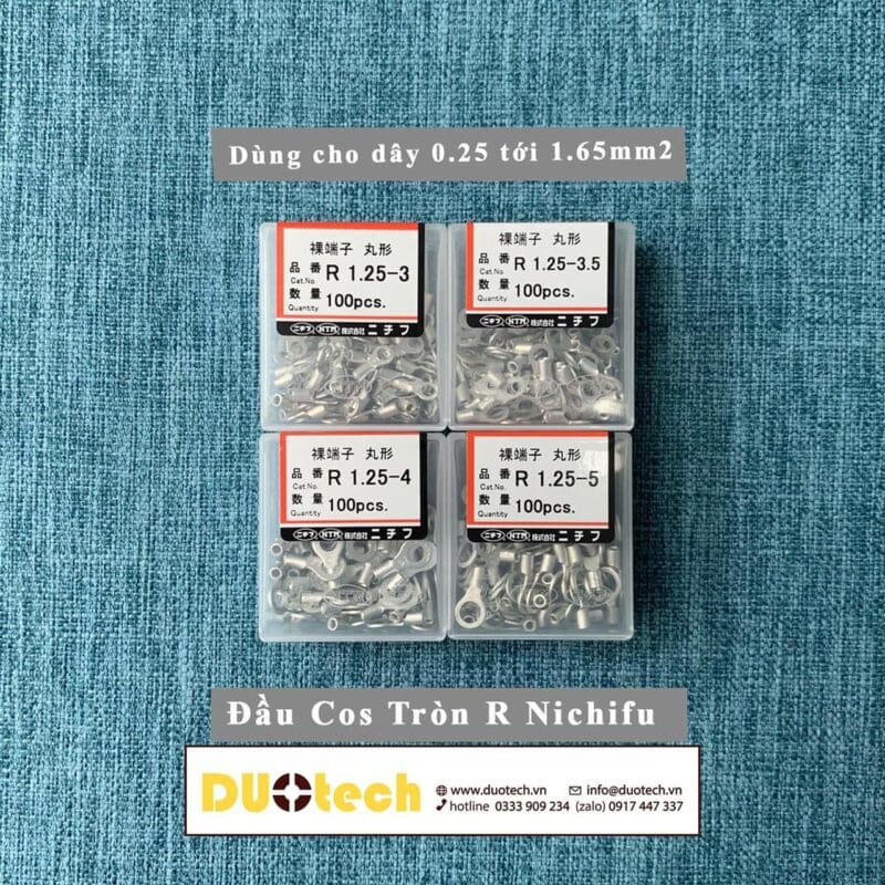 Đầu cos tròn catalogue thông số bảng giá mua cosse R1.25 Nichifu