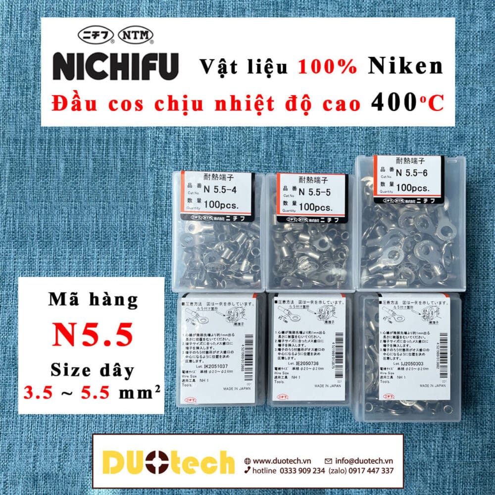 Đầu cos chịu nhiệt độ cao Niken Nichifu N2-4 N2-5 N2-6 400 độ C