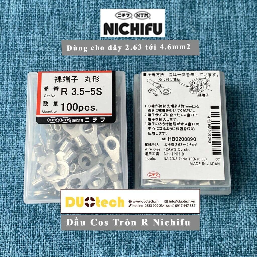 Đầu cosse tròn R3.5 Nichifu cos cốt nối dây điện khuyên vòng tròn
