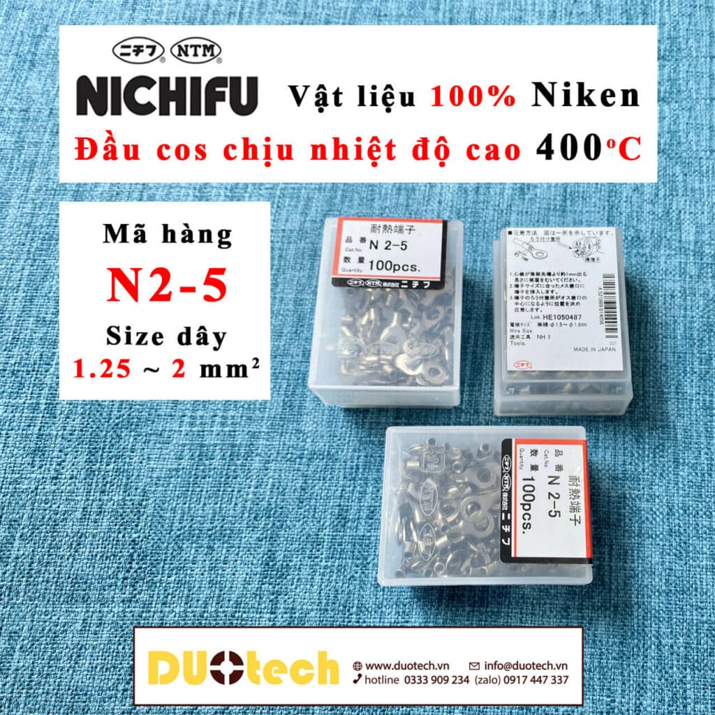 Đầu cos chống cháy chịu nhiệt độ cao 100 Niken Nichifu N8-5 N8-6