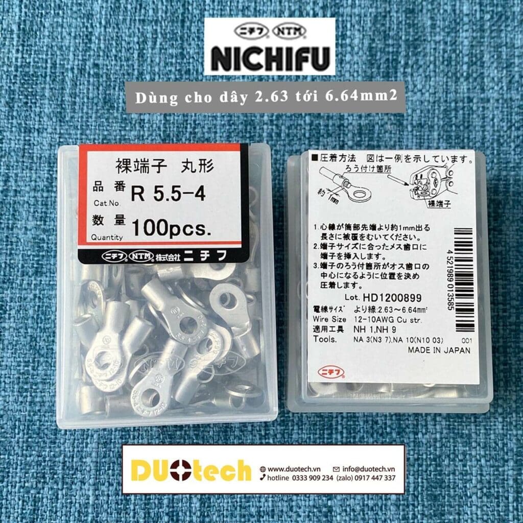 Đầu cốt tròn cosse cos Nichifu R5.5 nối dây điện khuyên vòng tròn
