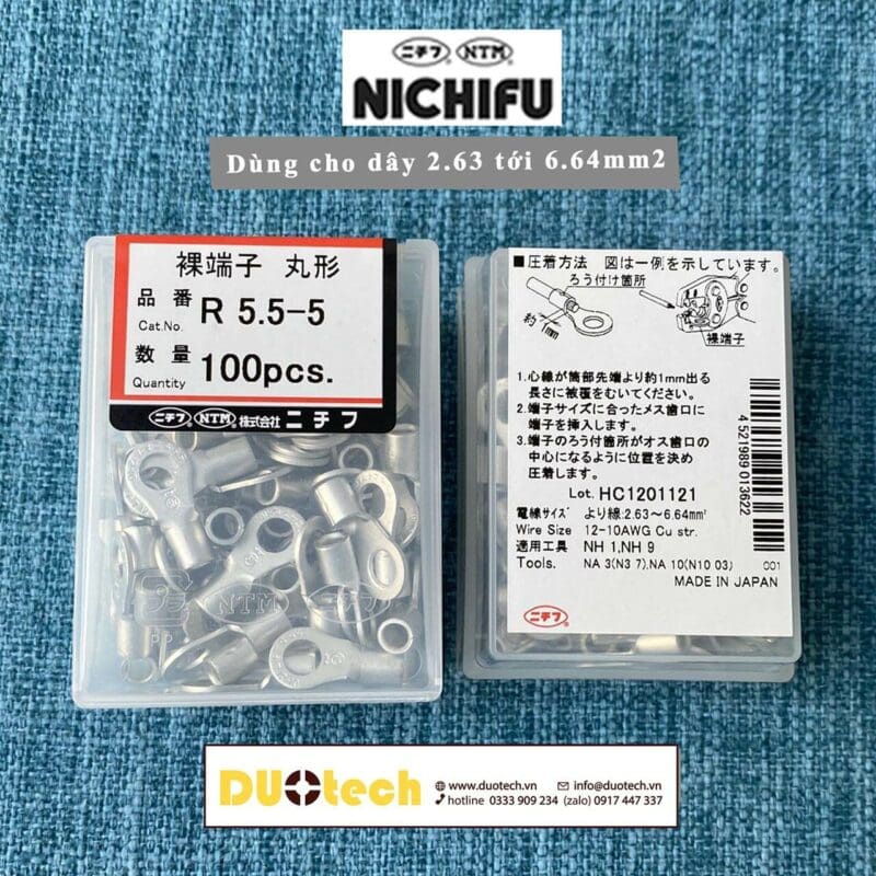 Đầu cốt tròn cosse cos Nichifu R5.5 nối dây điện khuyên vòng tròn