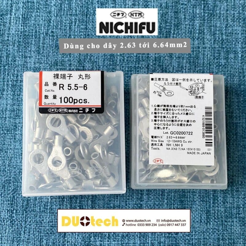 Đầu cốt tròn cosse cos Nichifu R5.5 nối dây điện khuyên vòng tròn